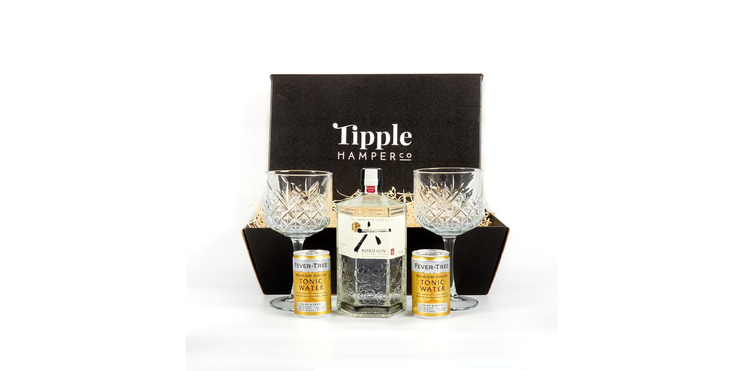 ROKU Japanese Craft Gin, Tonic and Vintage Gin Glasses Hamper from £67.15