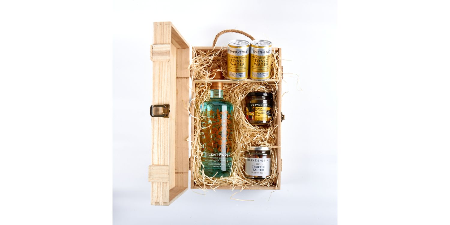 Silent Pool Gin & Luxury Nibbles Wooden Gift Box Set from £75.70
