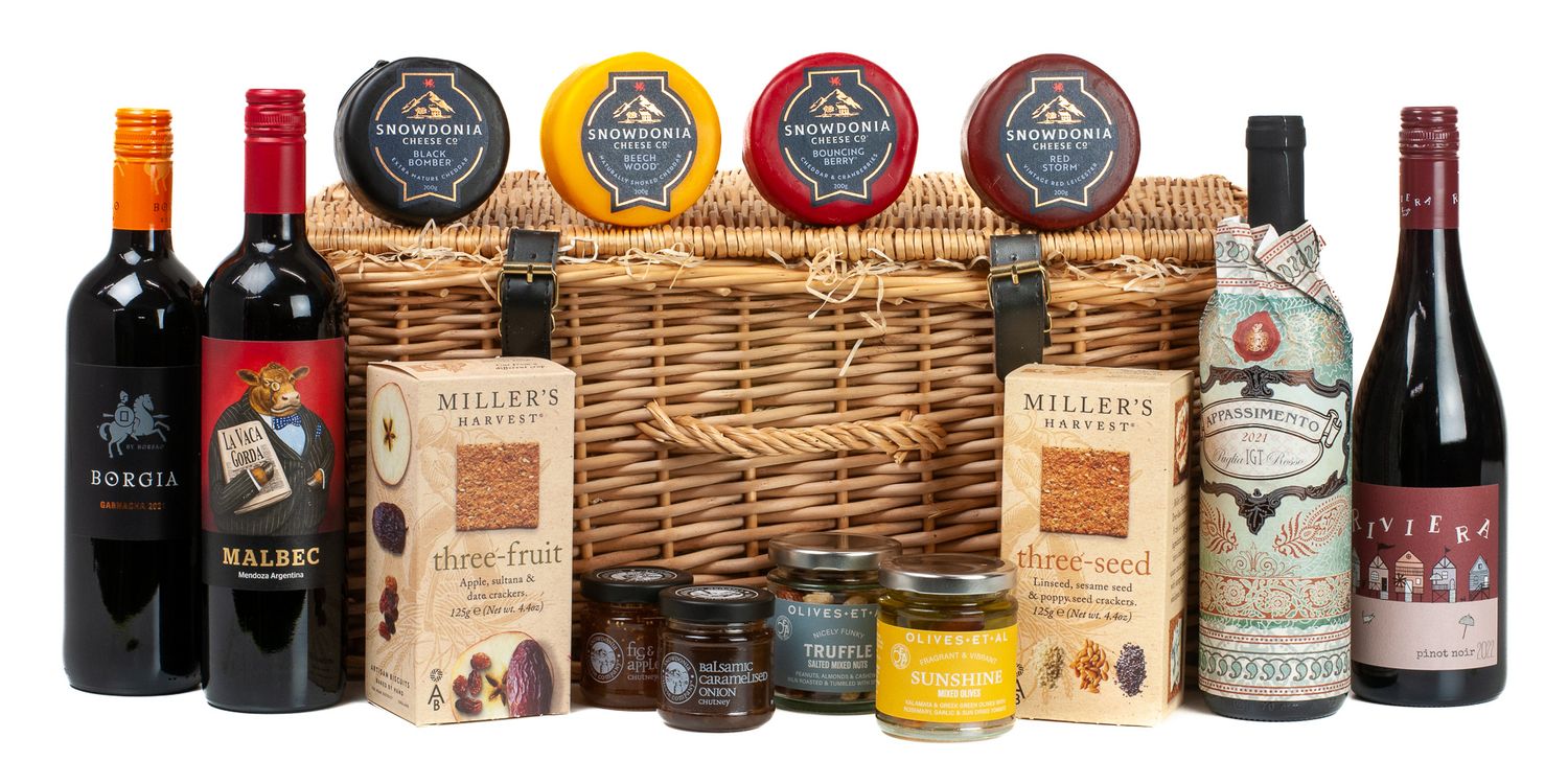 Ultimate Red Wine, Cheese & Nibbles Hamper from £147.45