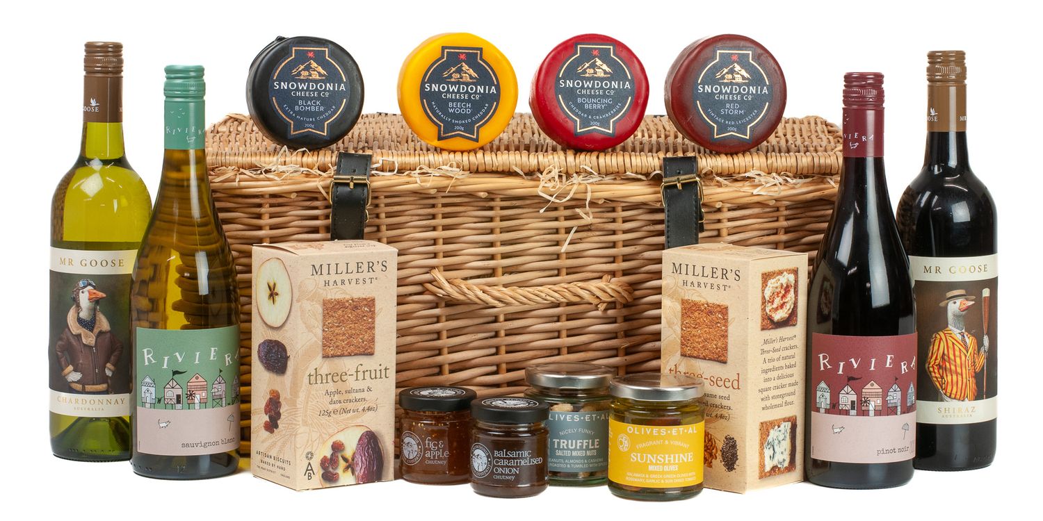 Ultimate Mixed Wine, Cheese & Nibbles Hamper from £147.80