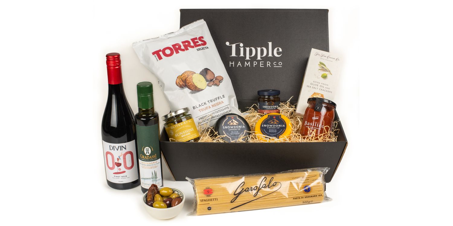 The Non-Alcoholic Red Wine, Cheese & Nibbles Hamper from £78.20